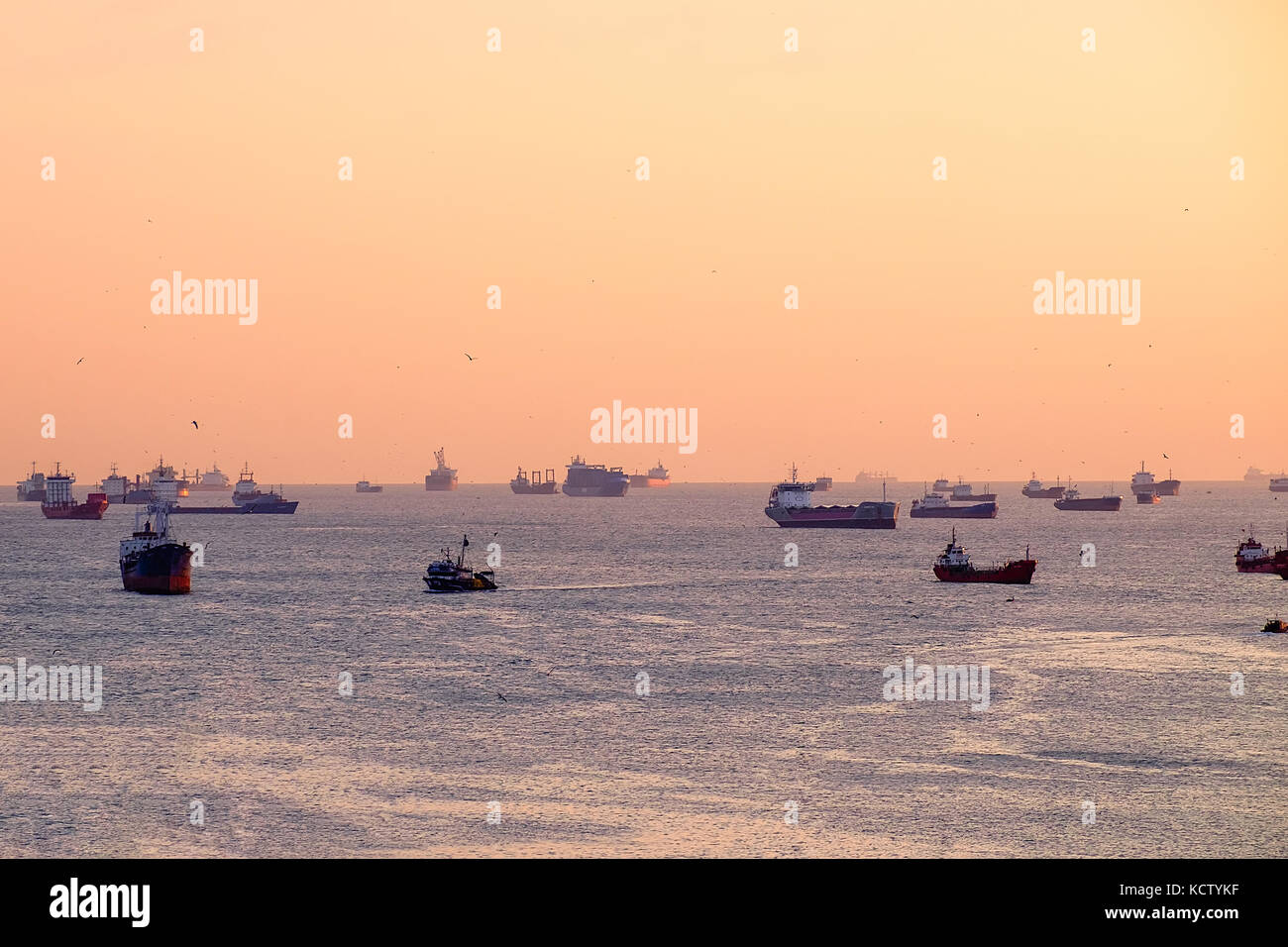 Ships in front of the port of Istanbul, Turkey Stock Photo - Alamy