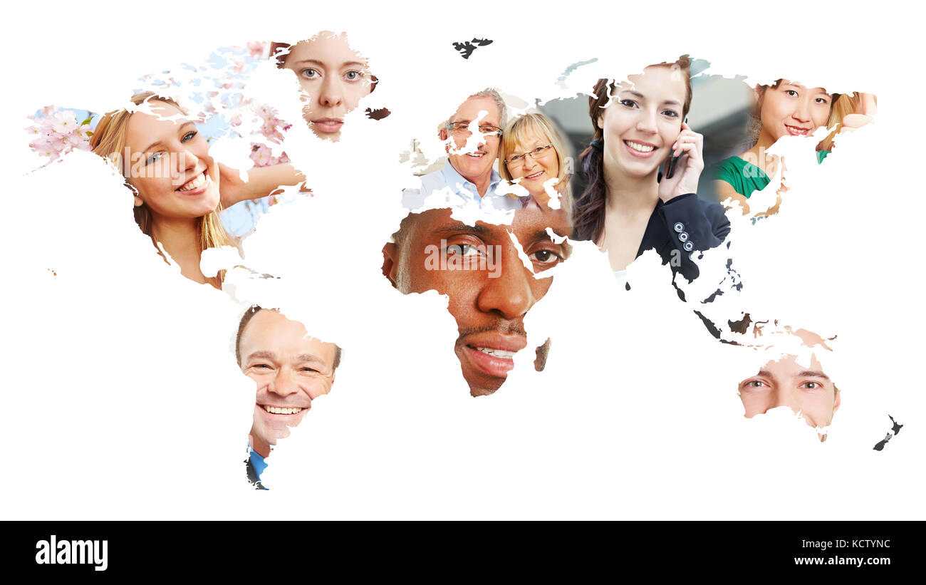World map with many people as integration concept Stock Photo - Alamy