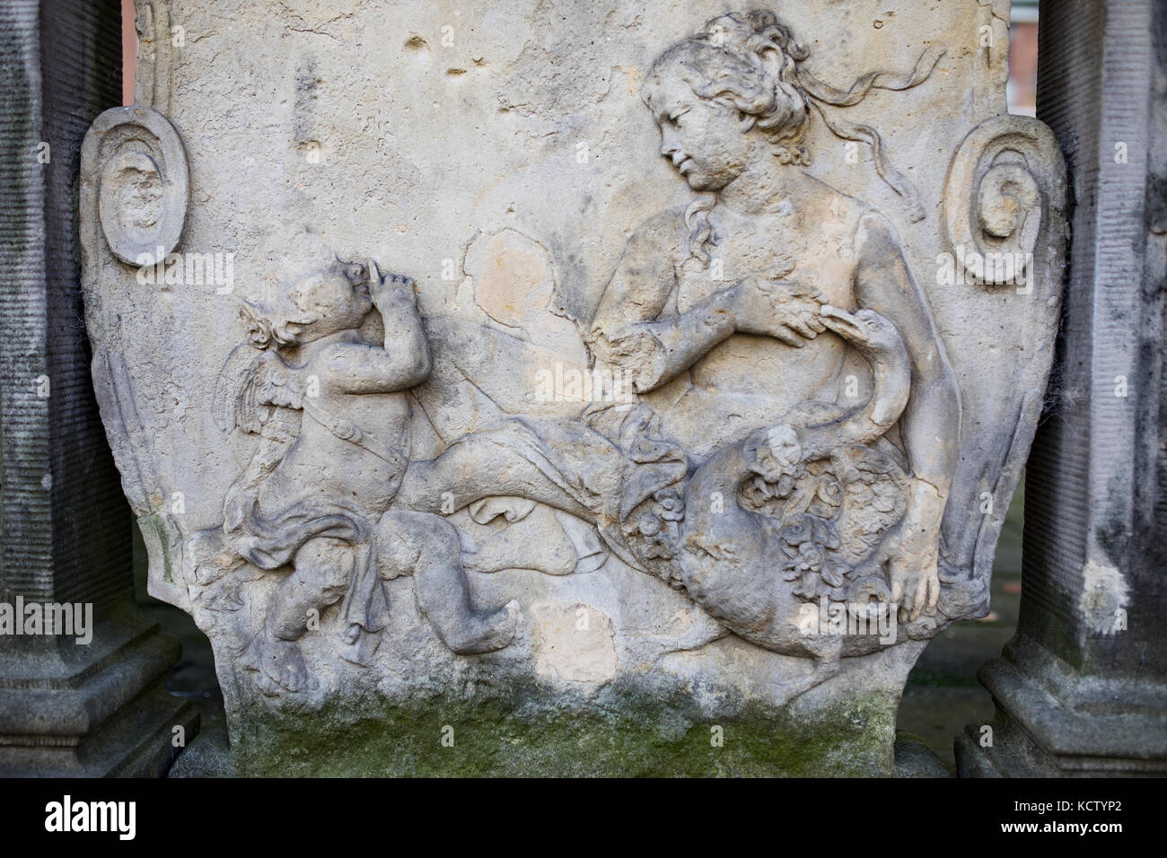 Ornaments, moldings, gargoyle, low reliefs in a sandstone, granite ...