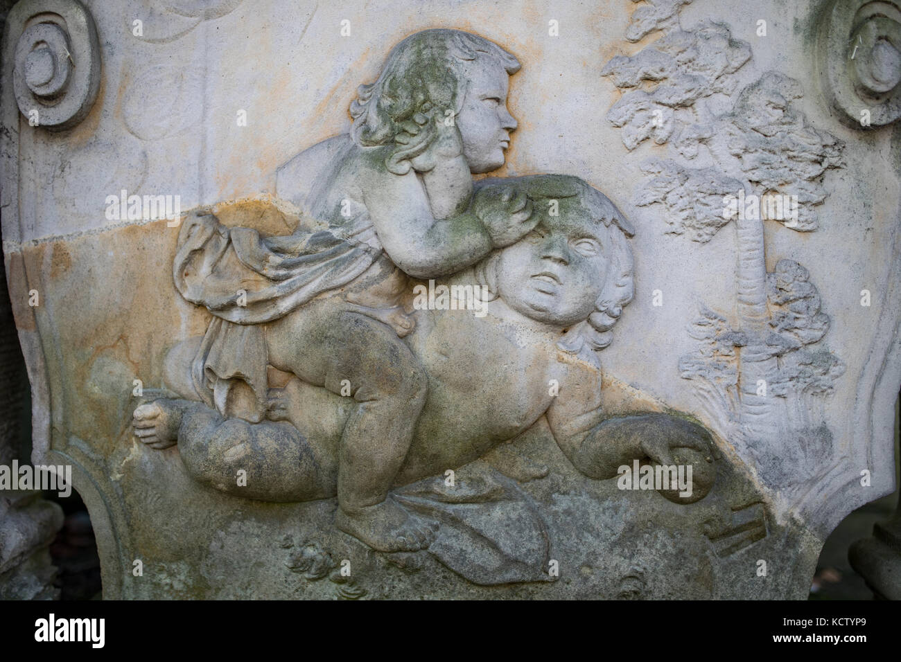 Ornaments, moldings, gargoyle, low reliefs in a sandstone, granite ...