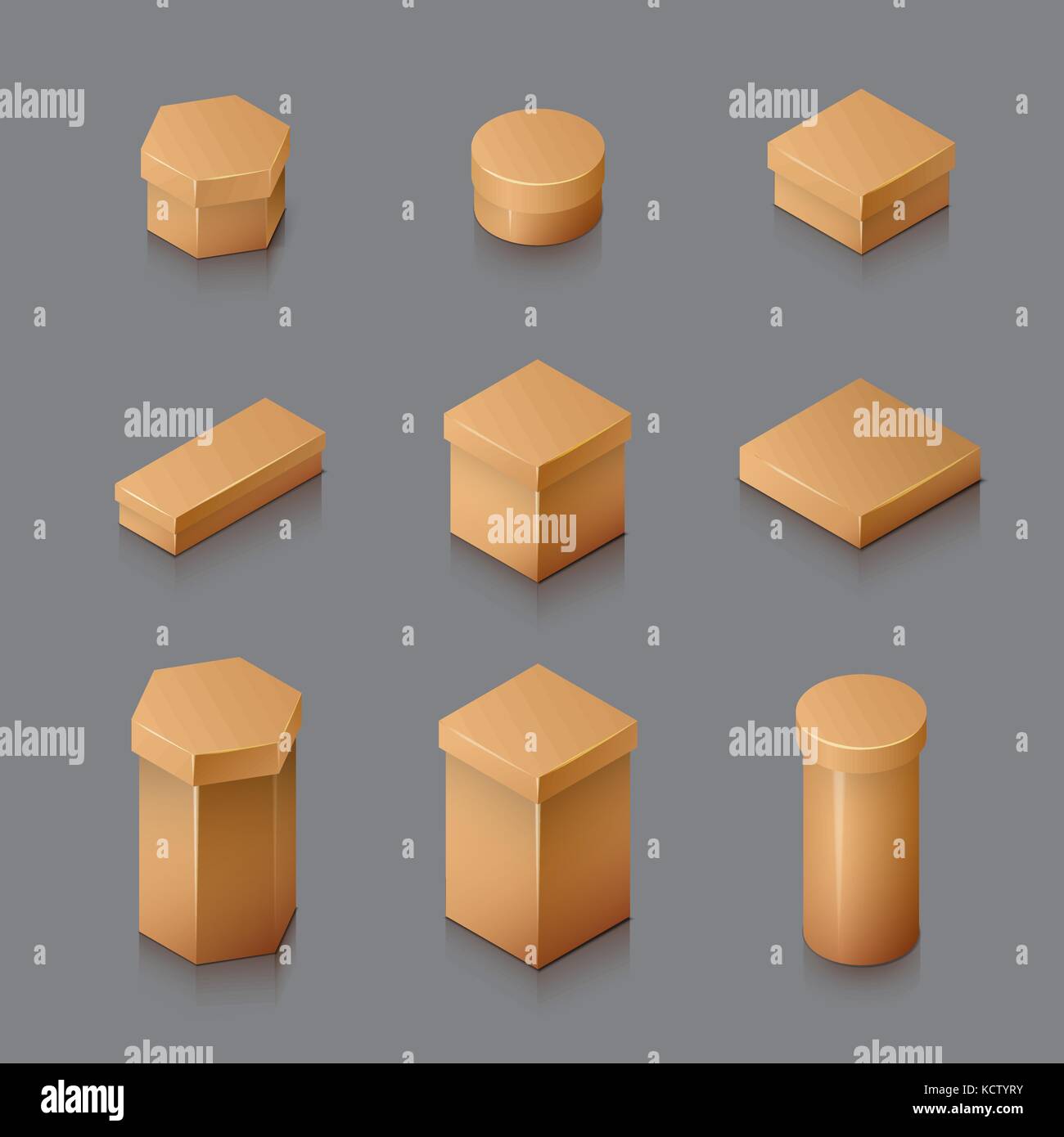 Set of Isometric carton packaging box. 3D realistic icons. Vecto Stock ...