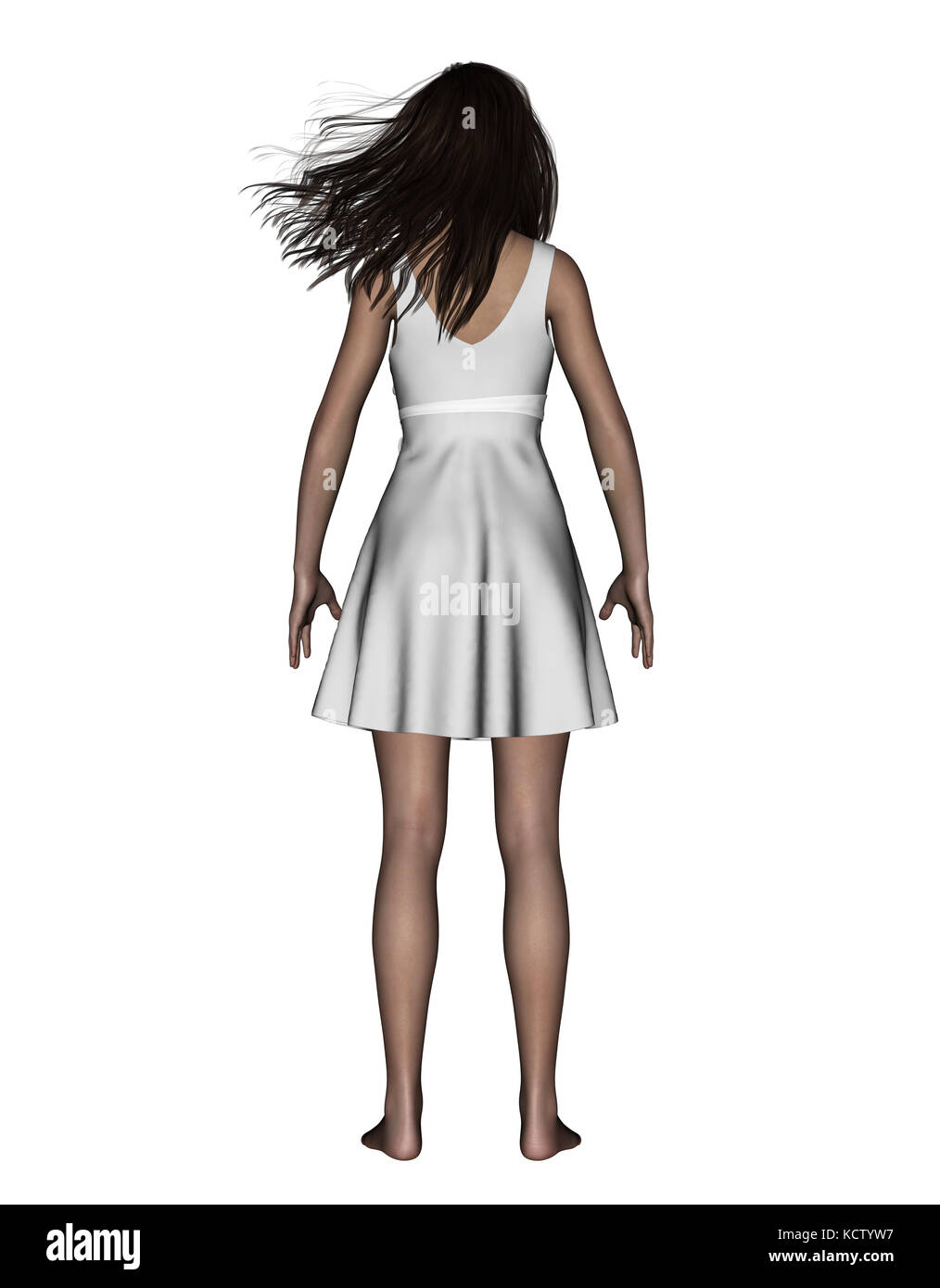 3d illustration of back side of woman standing Stock Photo - Alamy