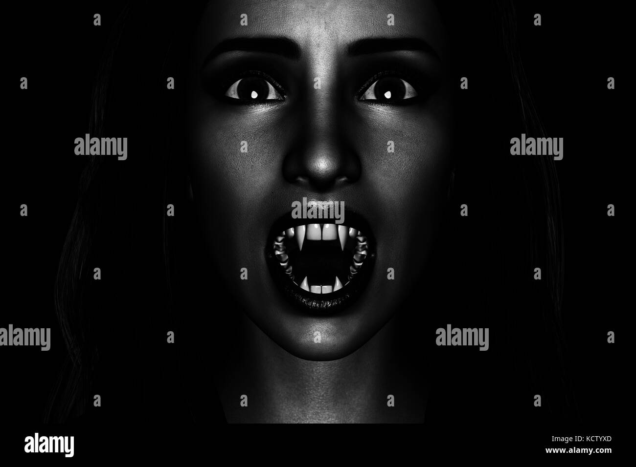 Vampire Girl Black And White