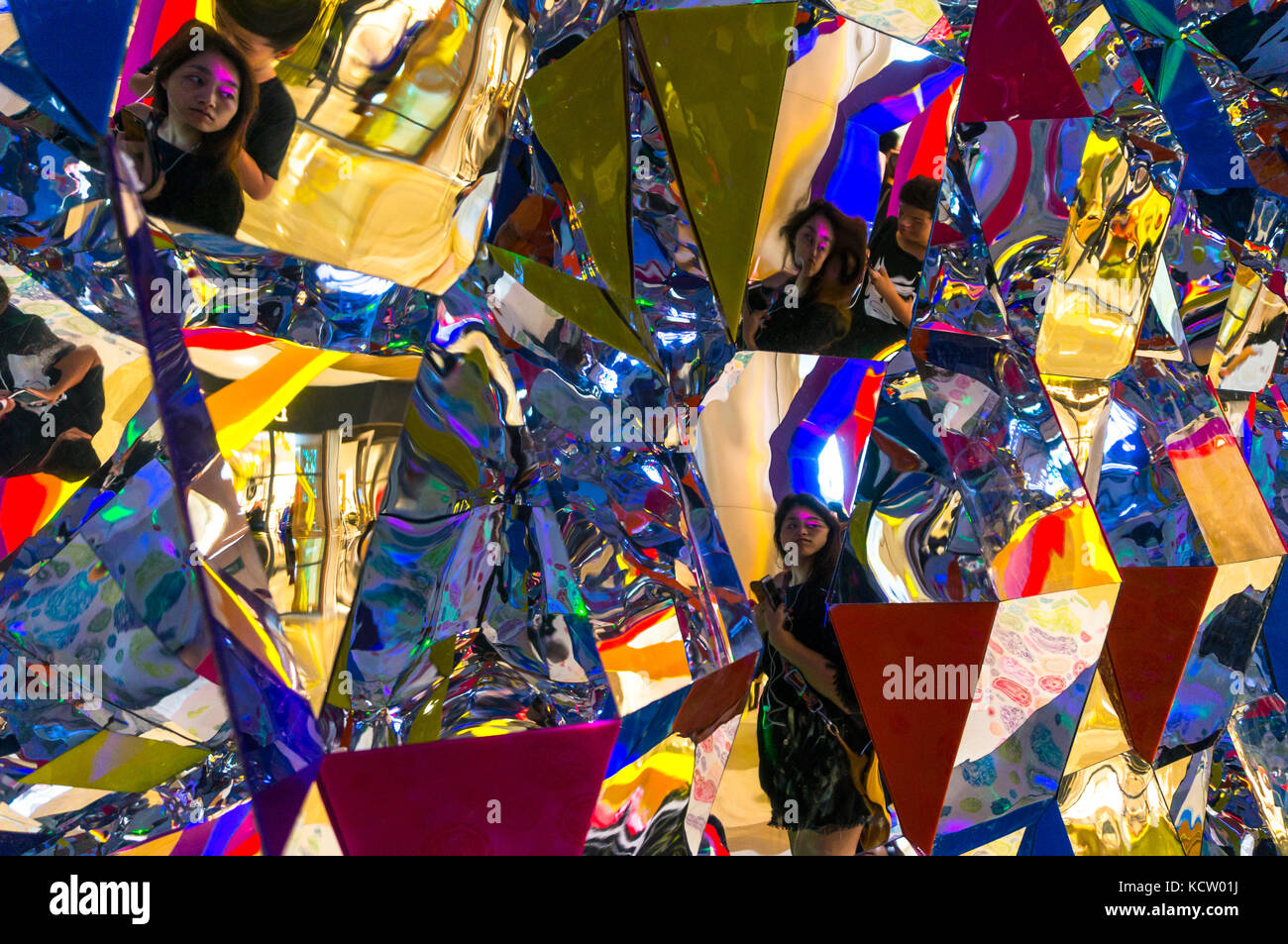 Psychedelic colour patterns inside a children's fun house at a shopping ...