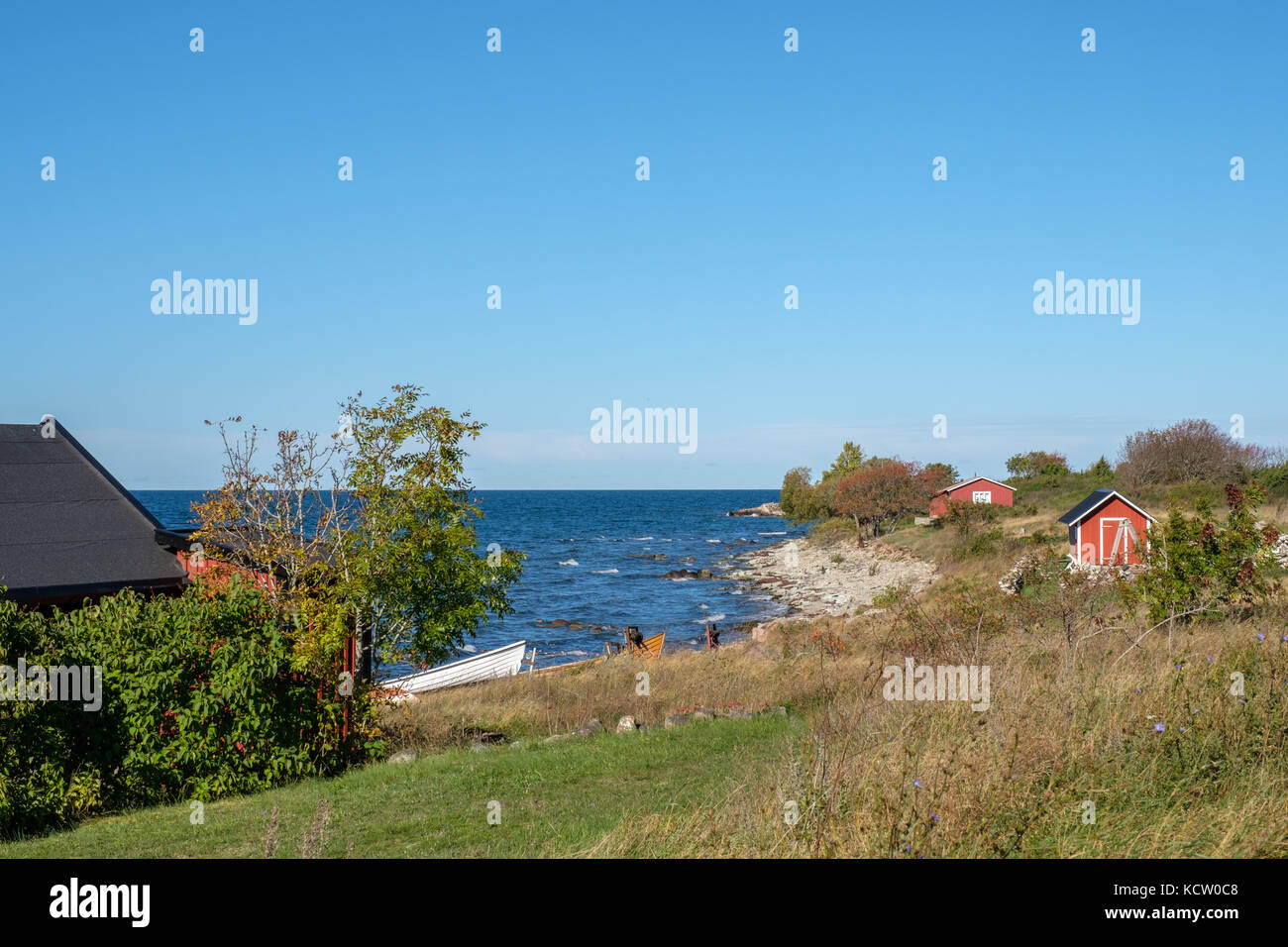 Djupvik on the west coast of Swedish Baltic sea island Oland in October ...