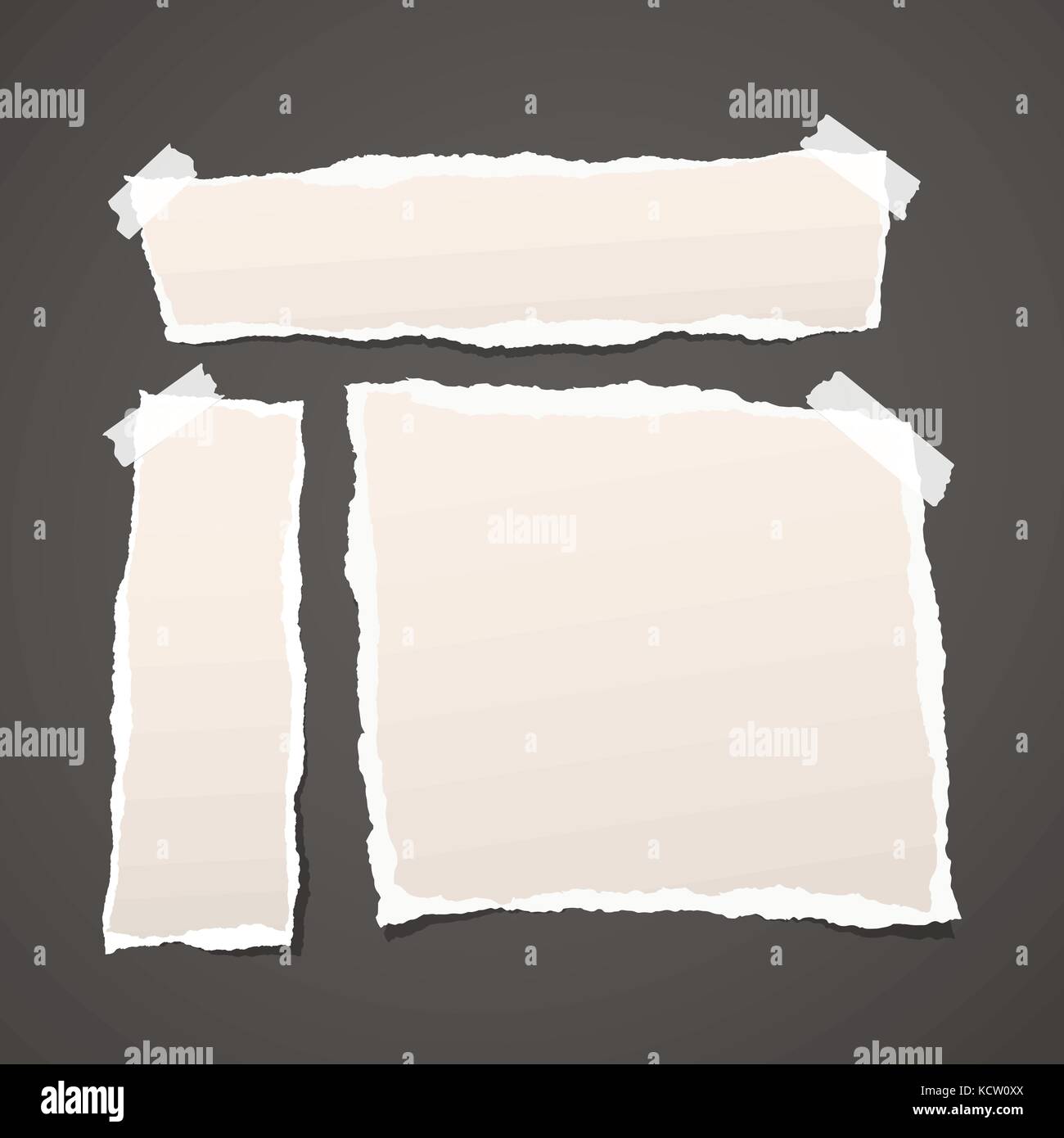 Pink ripped note, notebook paper stuck with sticky tape on brown ...