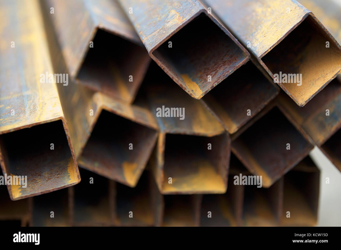 Metal profile pipe of rectangular cross section in packs at the ...