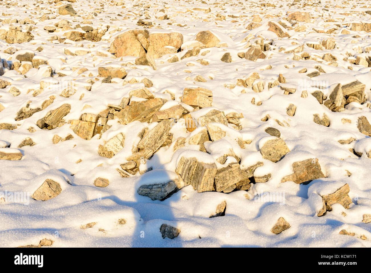 Picture is taken on a hike up Kjølen (mountain). Snow on rocks. Shadow ...
