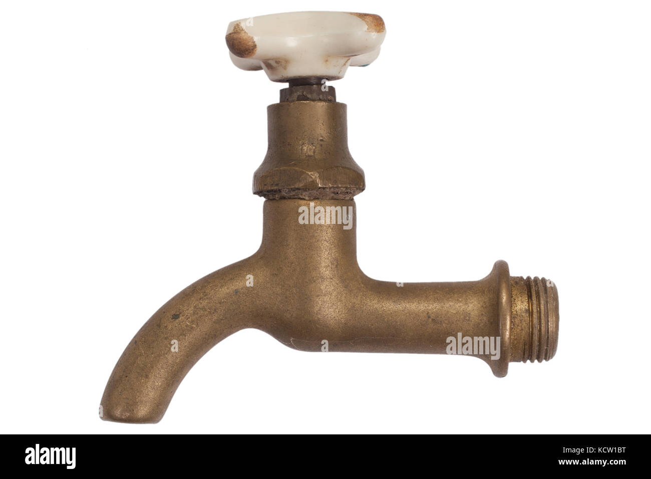 Ancient vintage bronze tap isolated on white Stock Photo - Alamy