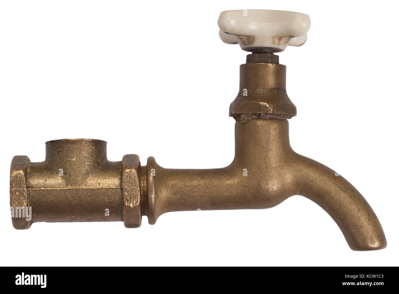 Ancient vintage bronze tap isolated on white Stock Photo - Alamy