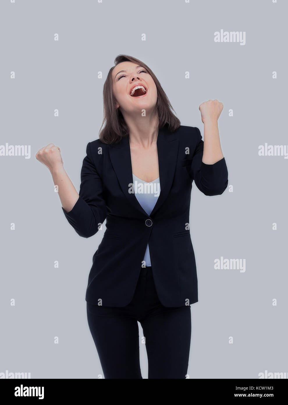 Portrait of successful winner celebrating Stock Photo - Alamy