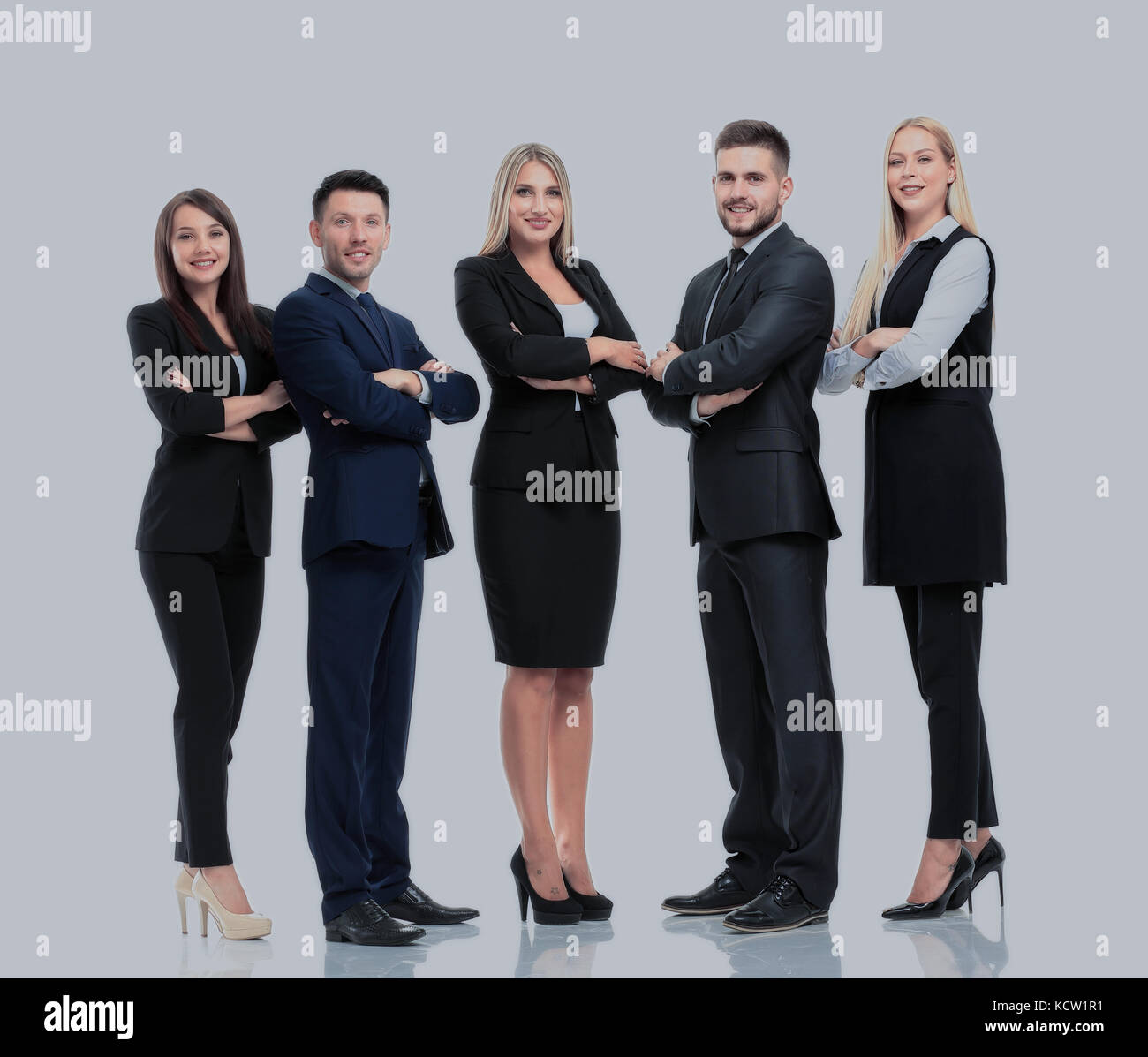 Successfull busines team isolated on white background Stock Photo - Alamy