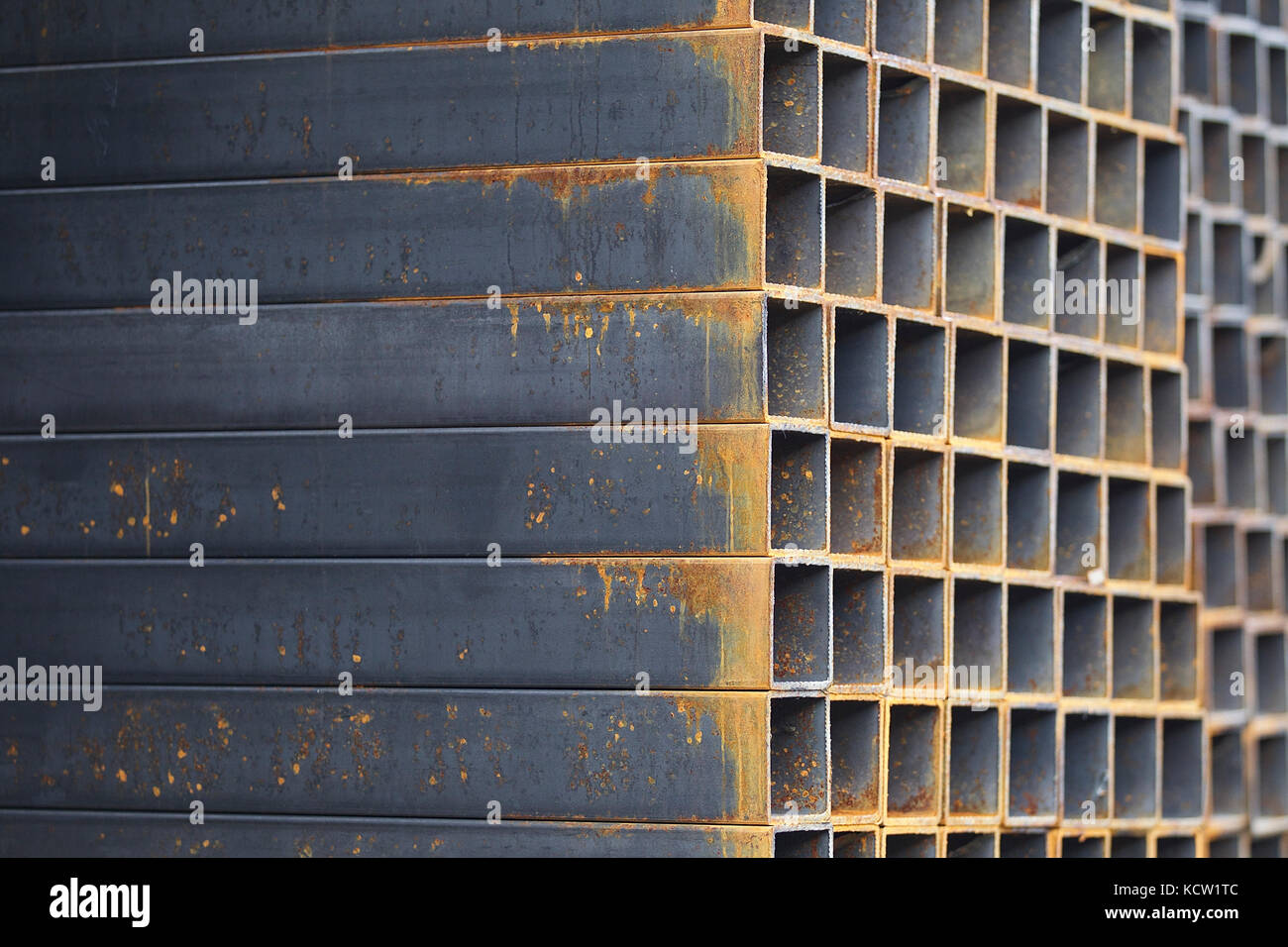 Metal profile pipe of rectangular cross section in packs at the ...