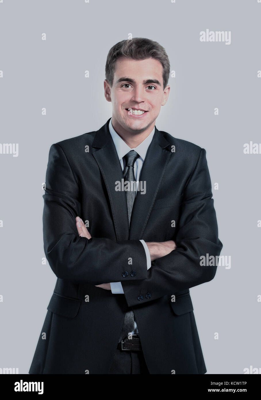 Smiling business man. Isolated over white background Stock Photo - Alamy