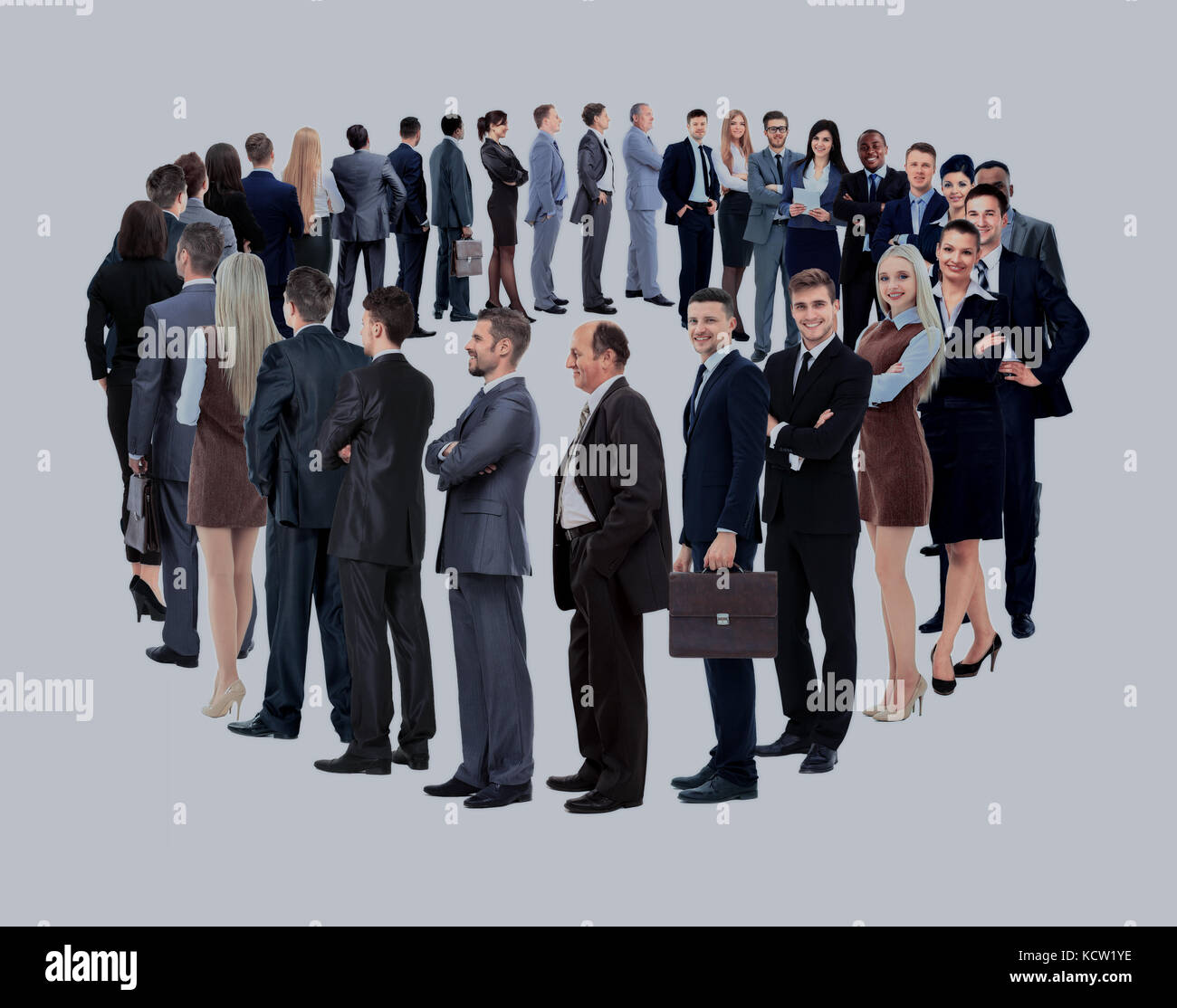 Business group stand in a circle isolated over white backgroun Stock ...