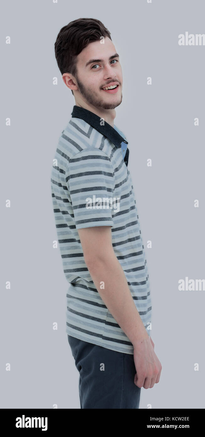 Profile of attractive man wearing casual wear, isolated on white Stock ...