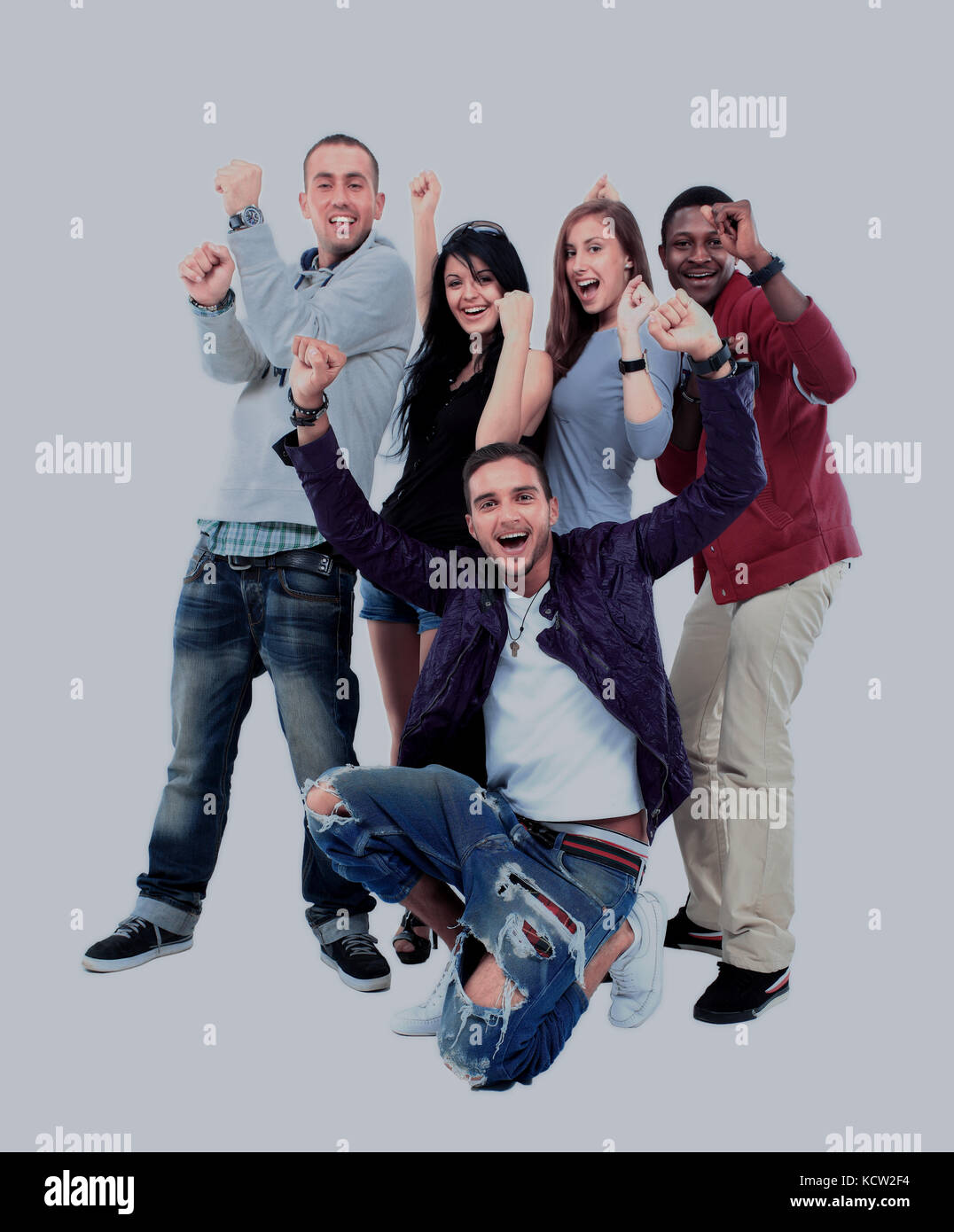 Happy funny people. Isolated over white background Stock Photo - Alamy
