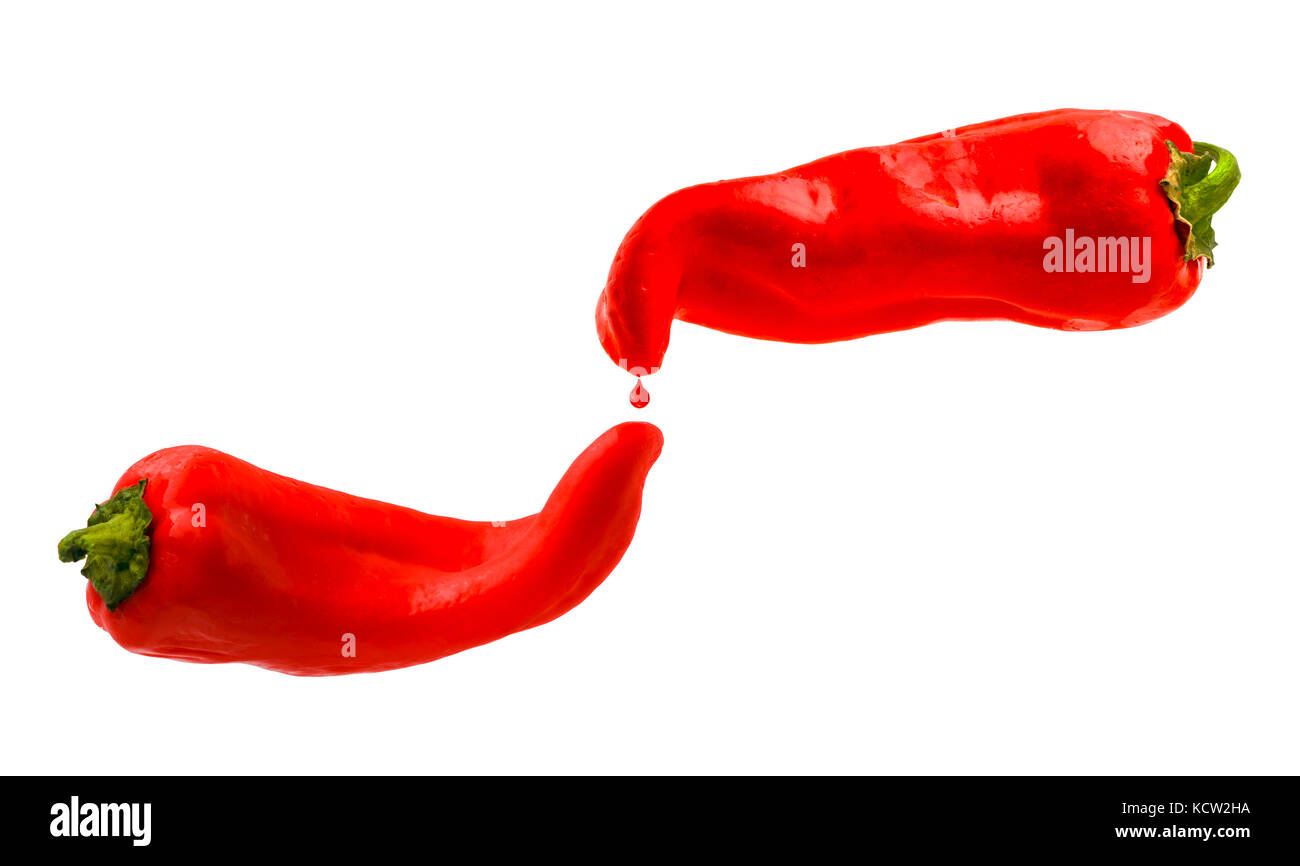 Red peppers with red drop isolated on a white background Stock Photo ...