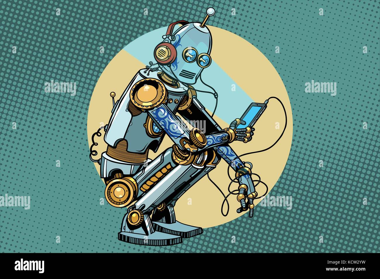 Retro robot illustrations Stock Vector Images - Alamy