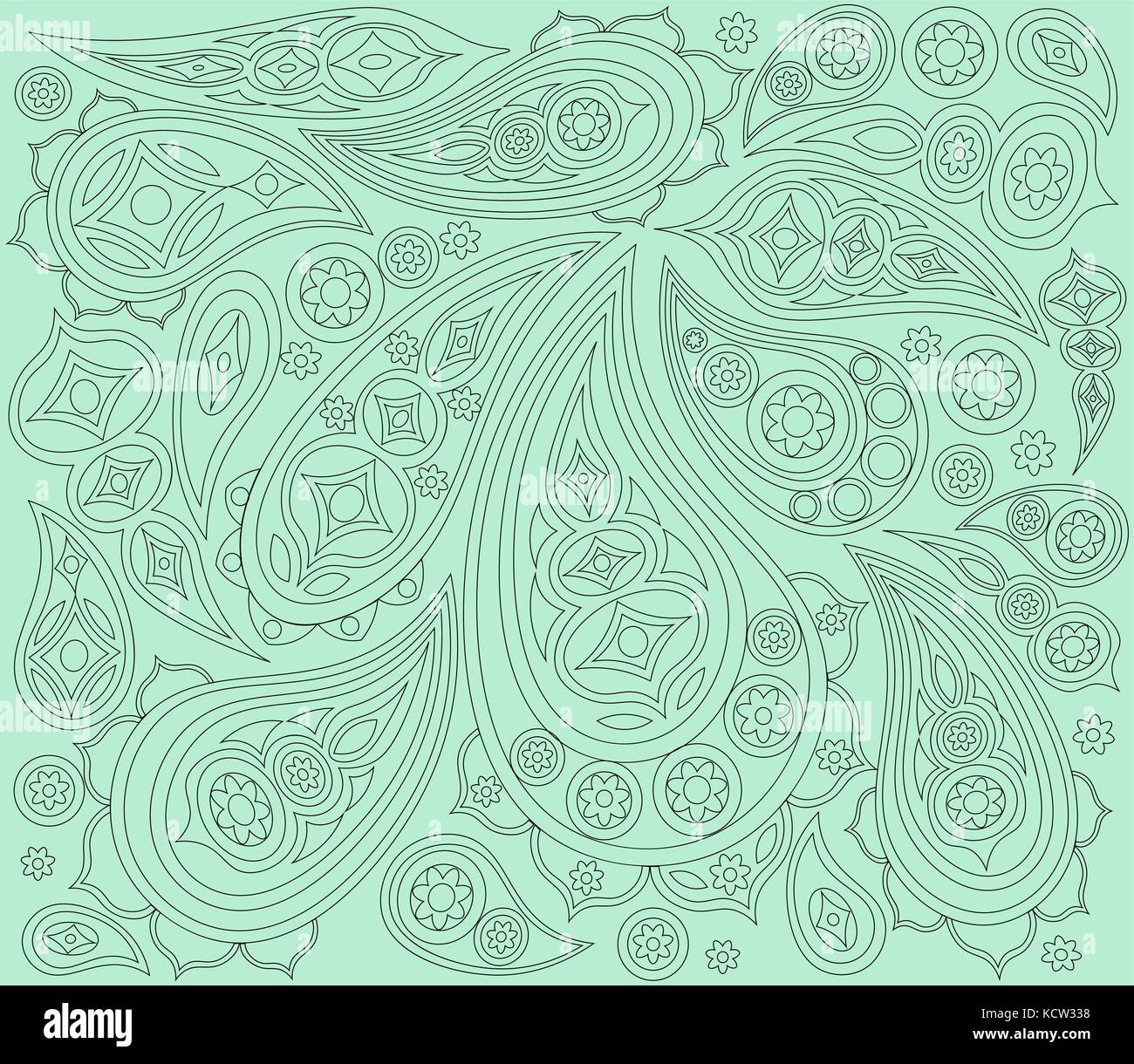 Black mint indian pattern. Vector Illustration. Arabic ornament Stock ...