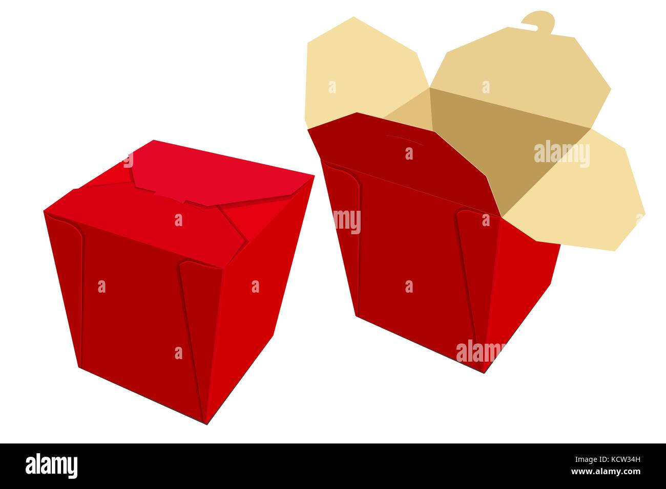 Beige red paper container of Chinese food. Storage Box delivery. Vector ...