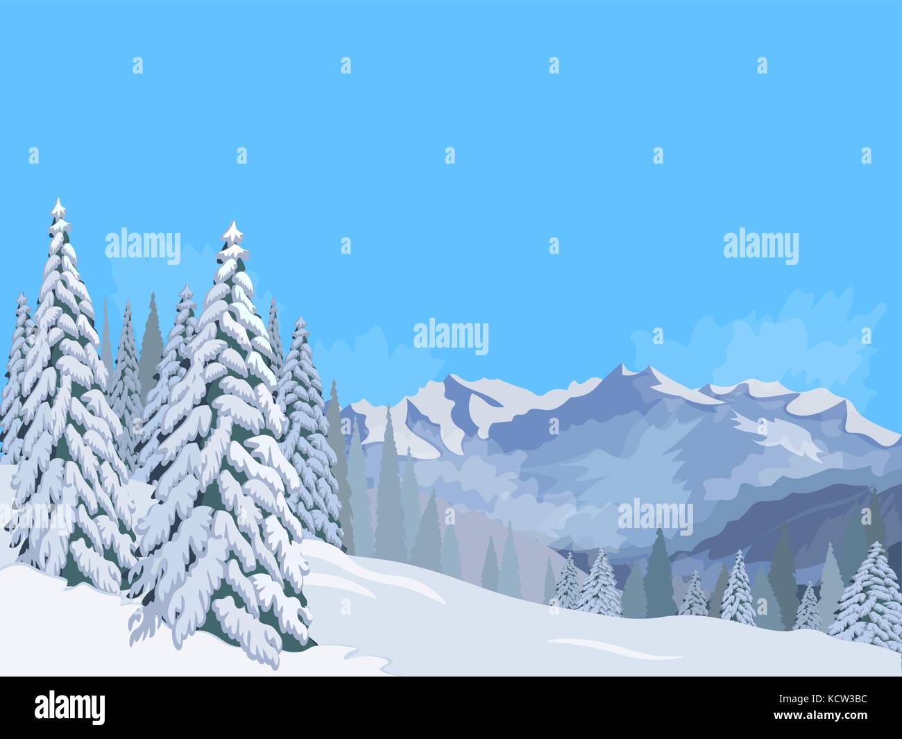 Winter mountain landscape fir snow vacation vacations background blue ...