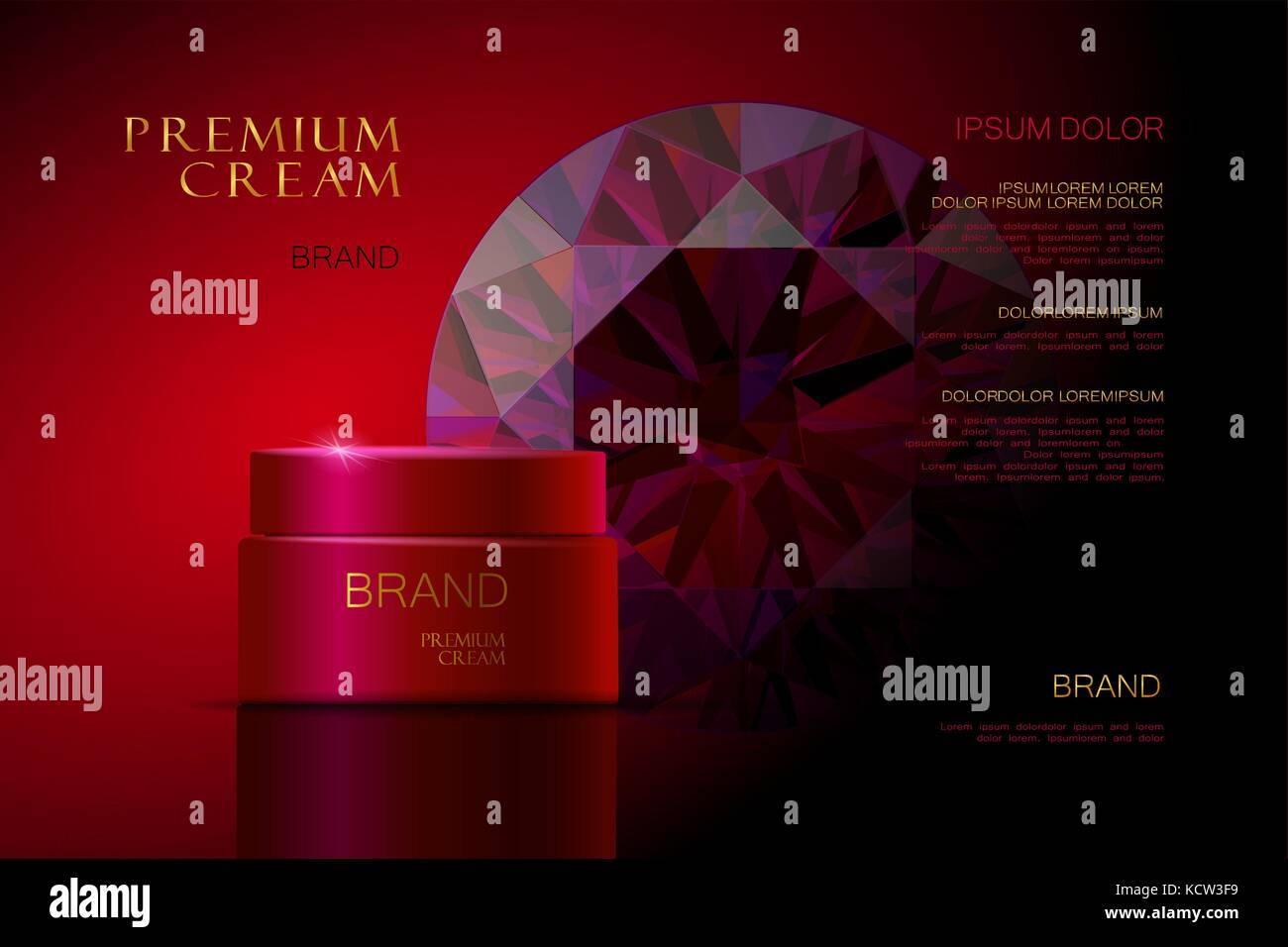 3d realistic vector background cosmetic ads Premium Cream. red ...