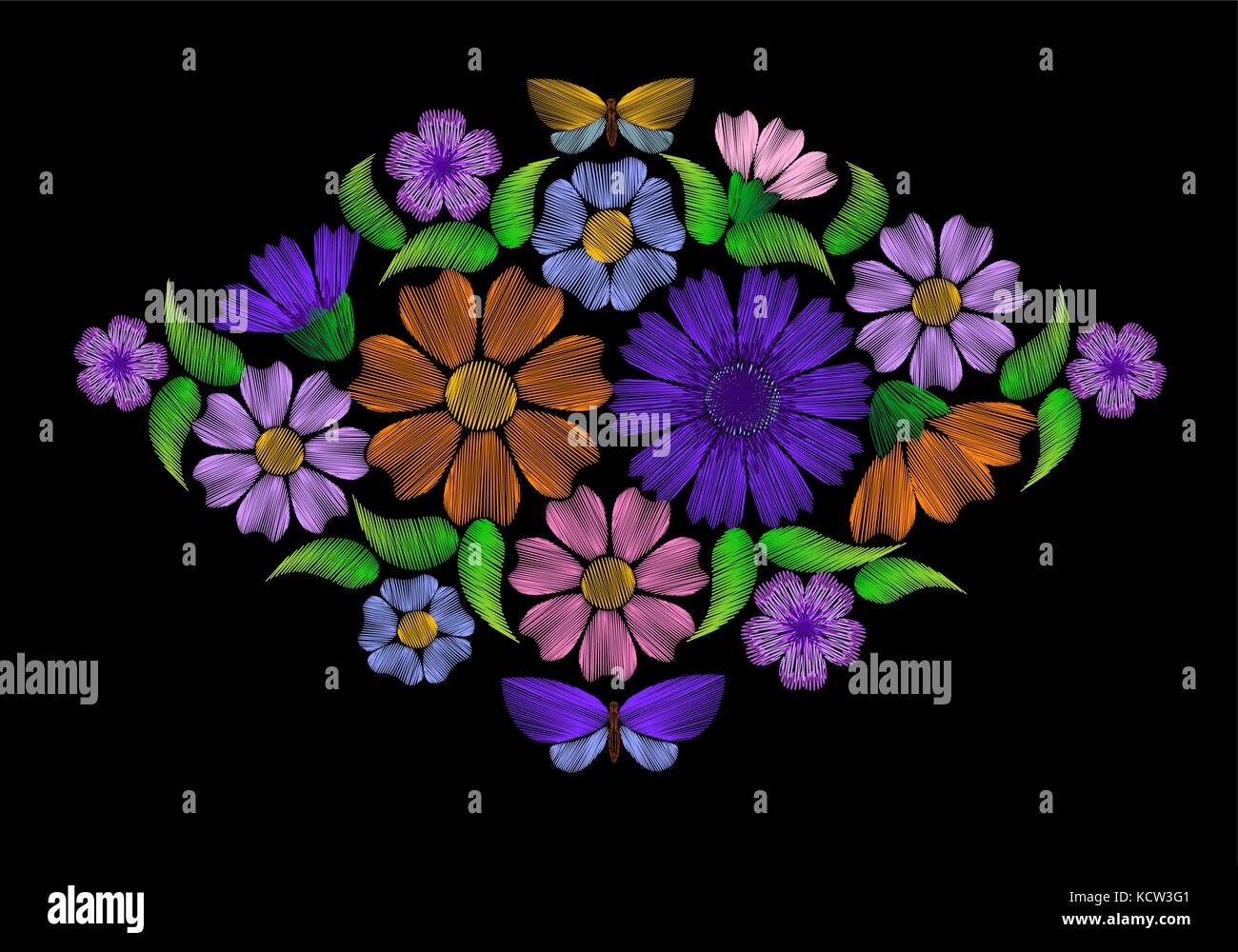 Blue purple wildflowers Stock Vector Images - Alamy