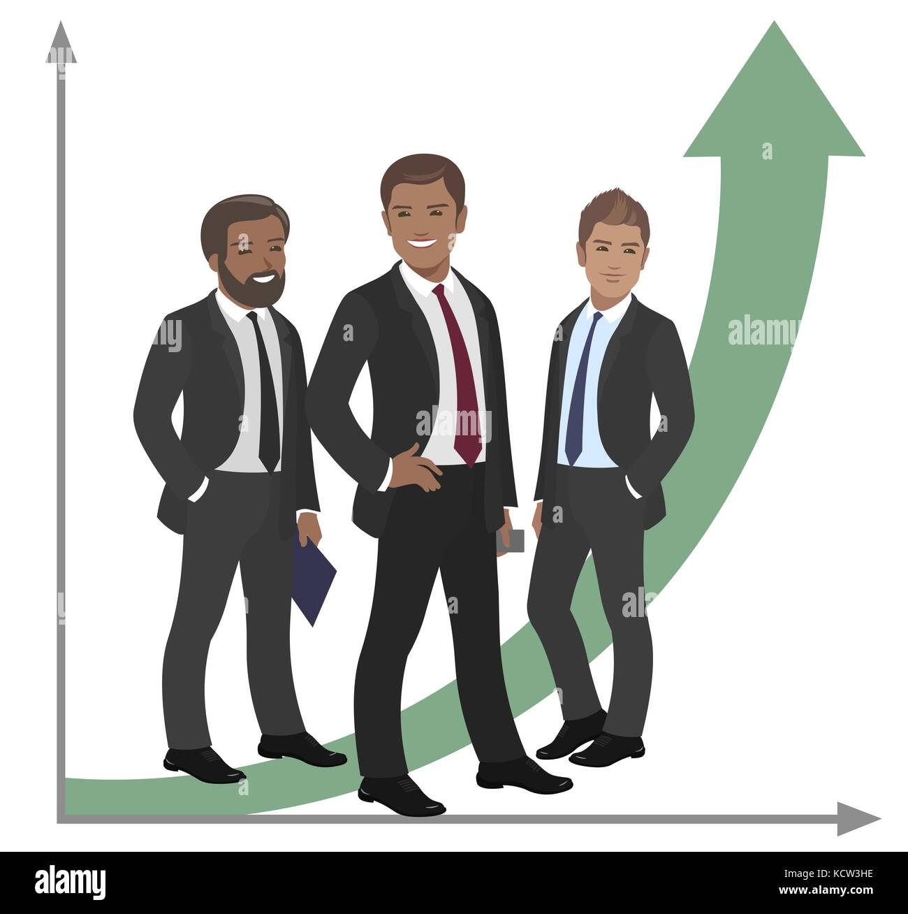 Business team of employees and the boss international group vector ...