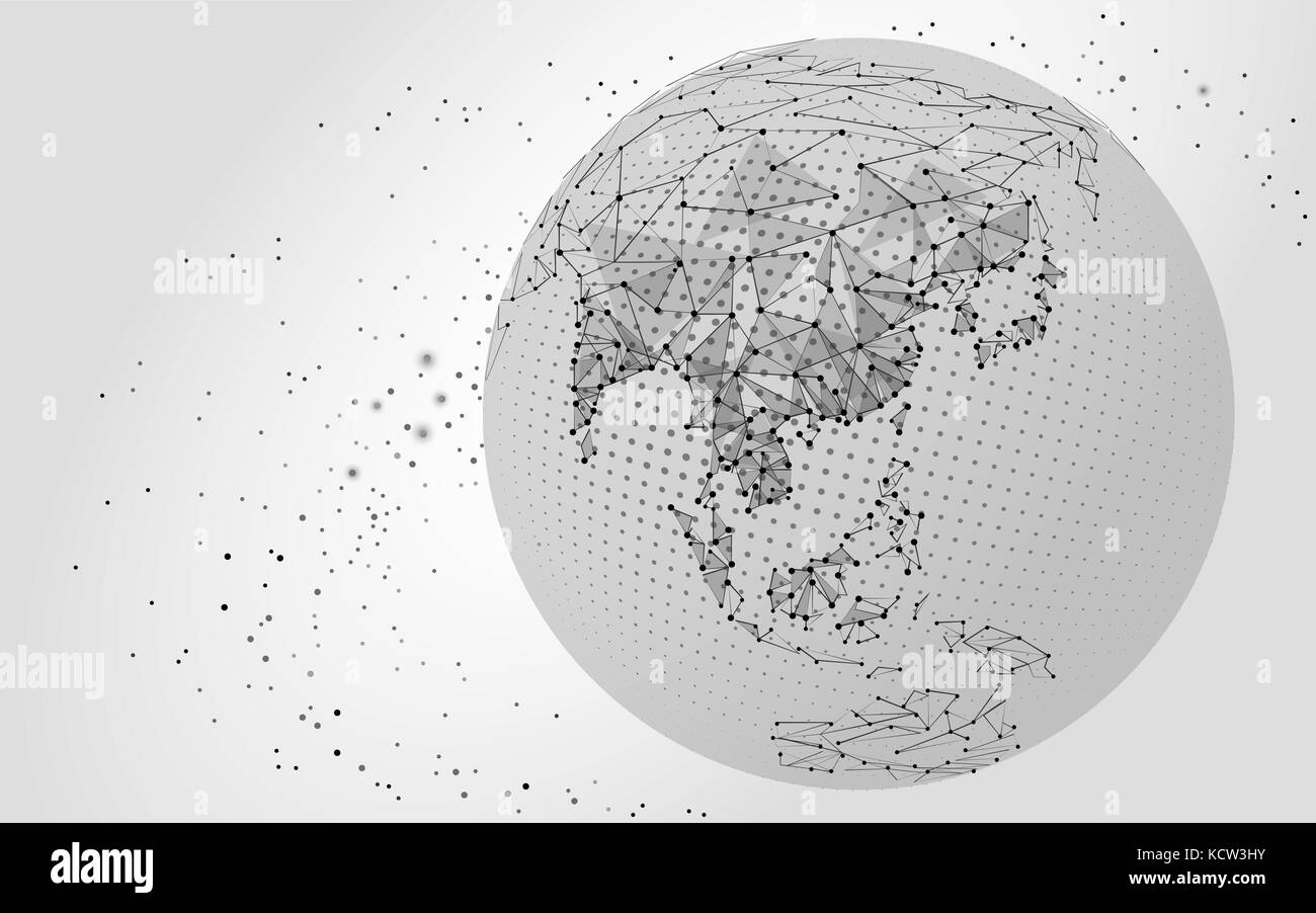 World map point, line, composition, representing the global, Global ...