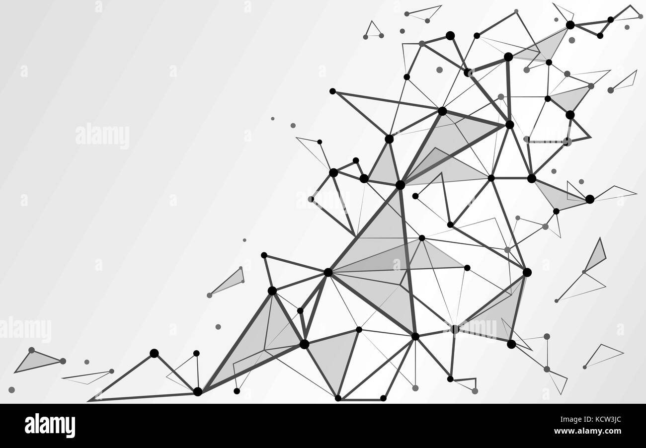 Abstract triangles space low poly. White background with connecting dots and lines. Light ...
