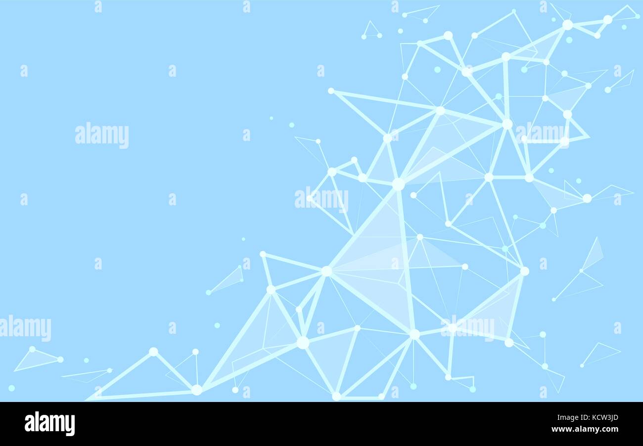 Abstract Triangles Space Low Poly White Blue Background With Connecting Dots And Lines Light