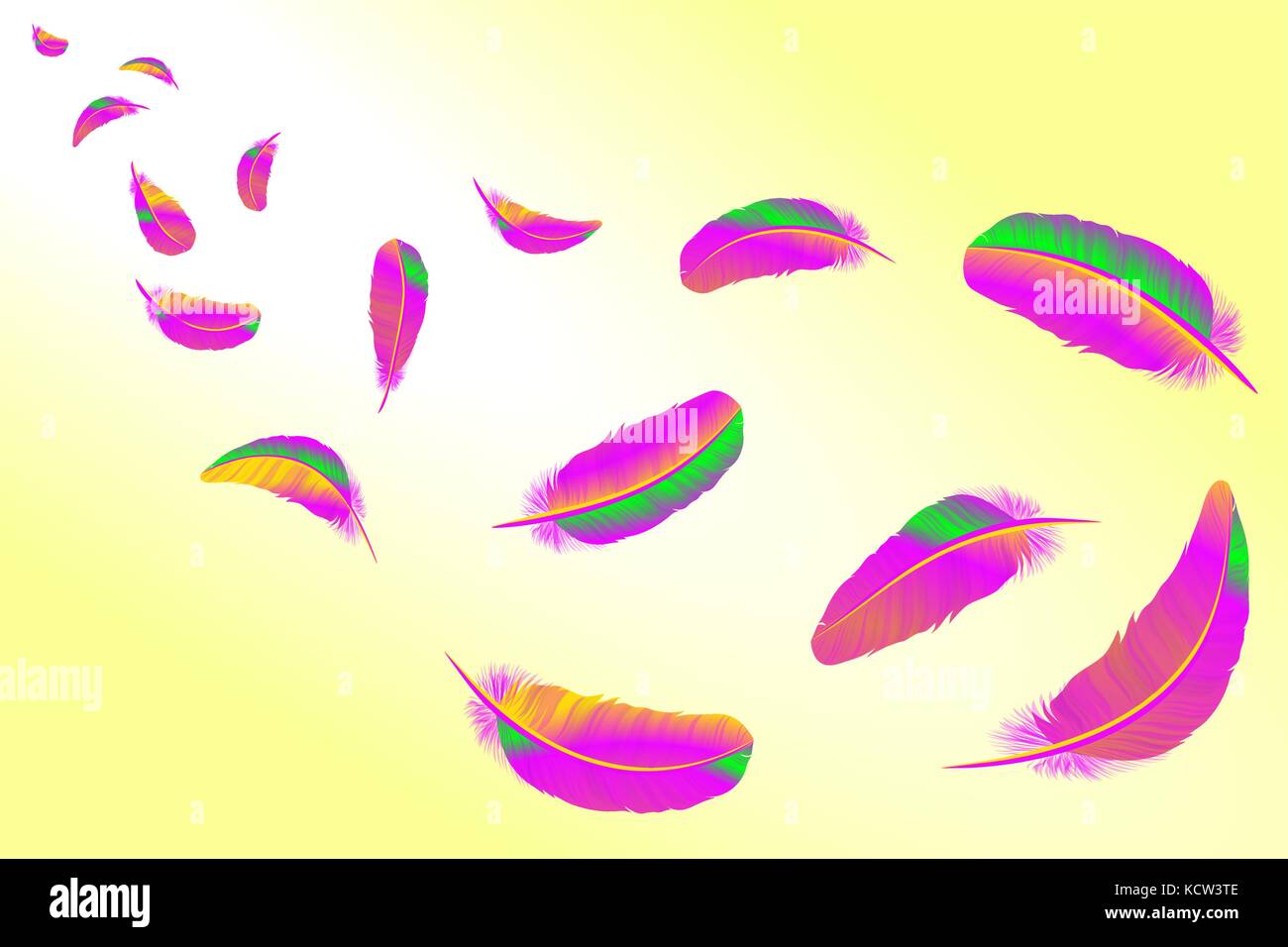 Feathers vector set in a 3d style. Icons feathers isolated on a light ...