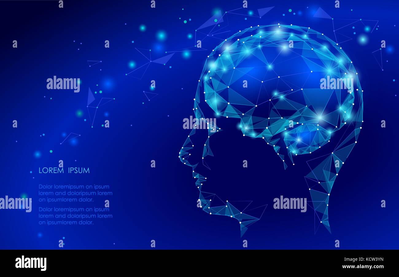 Concept Of Active Human Brain With Binary Code Stream Human Brain Covered With Fall Of Binary
