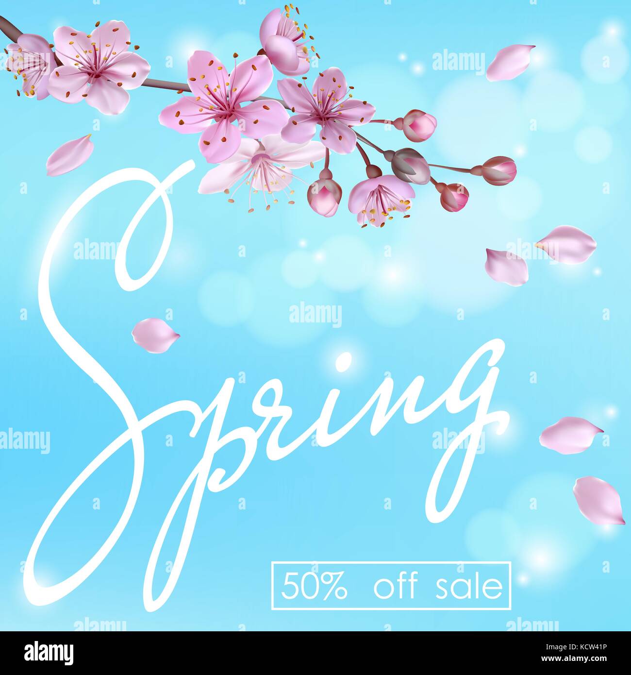 Vector decoration branches with flowers, spring blossom sakura Stock ...