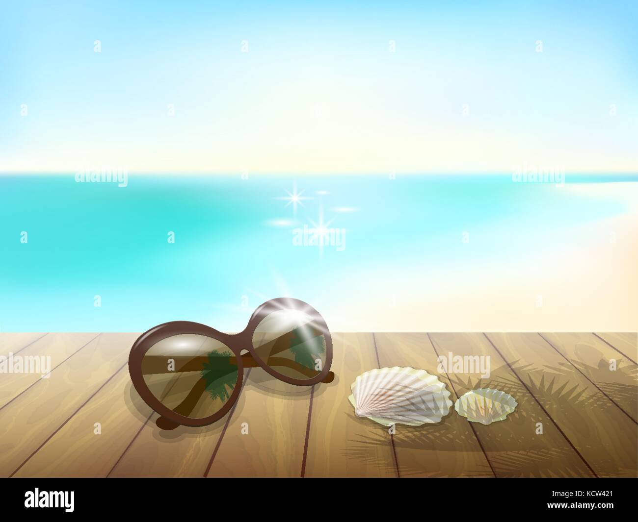 Sunny beach backdrop Stock Vector Images - Alamy