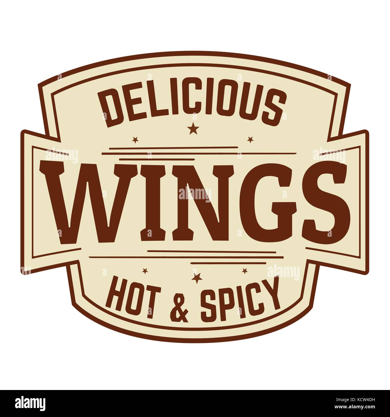 Delicious wings label or icon on white background, vector illustration ...