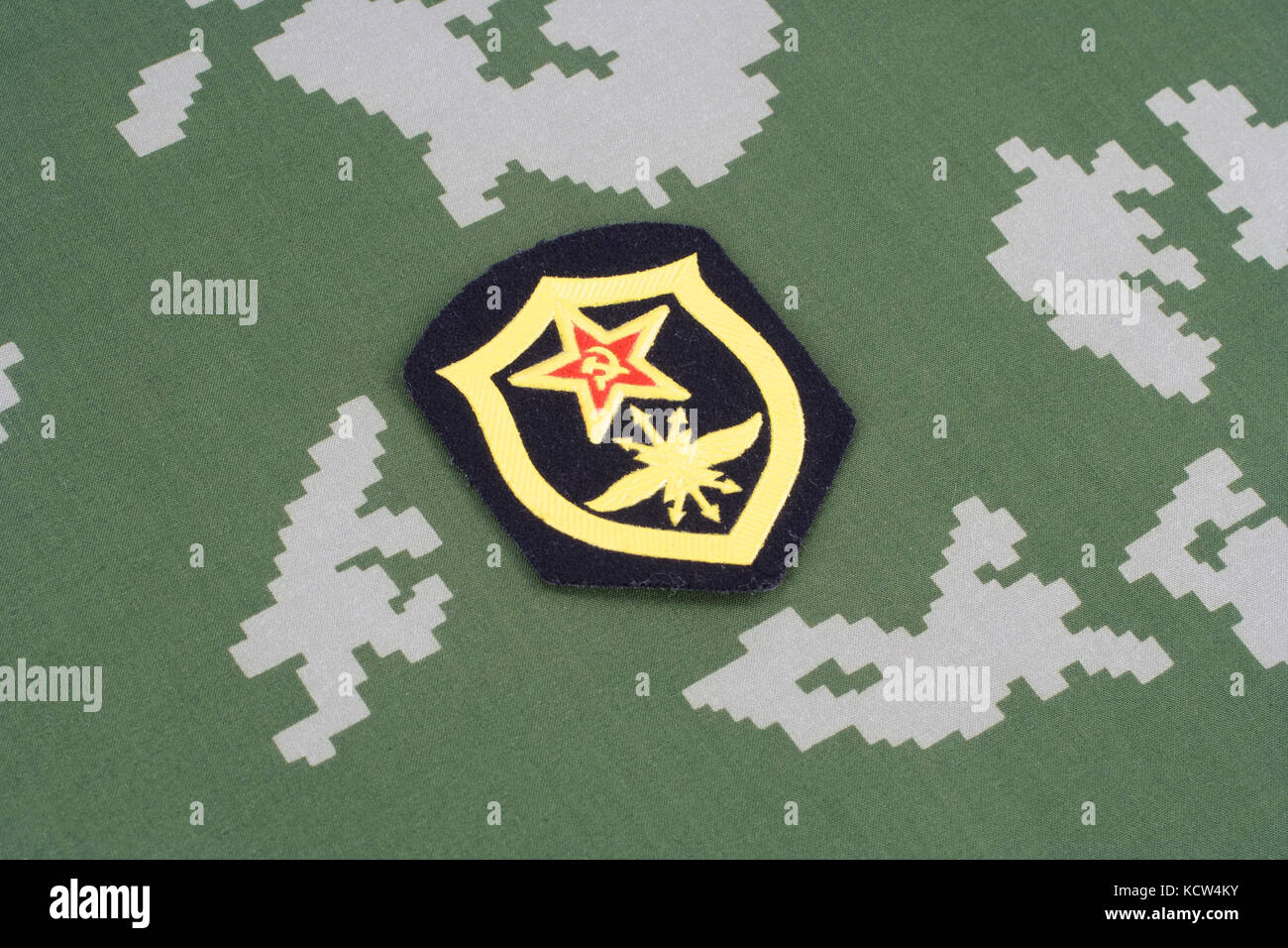 Soviet Army Signal Troops shoulder patch on camouflage uniform Stock ...