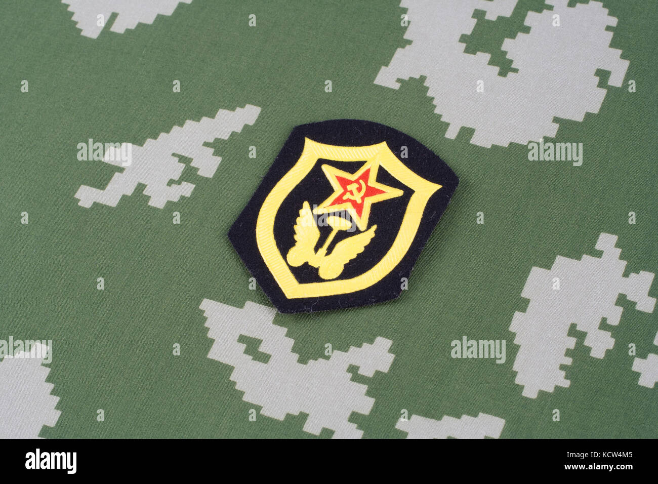 Soviet Army Transportation Corps shoulder patch on camouflage uniform ...