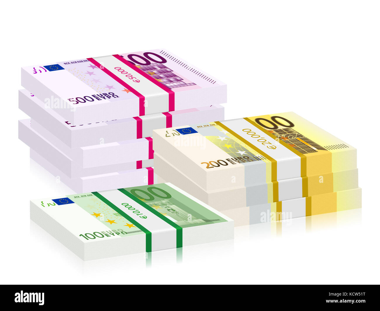 Euro banknotes stacks on a white background. Vector illustration Stock ...