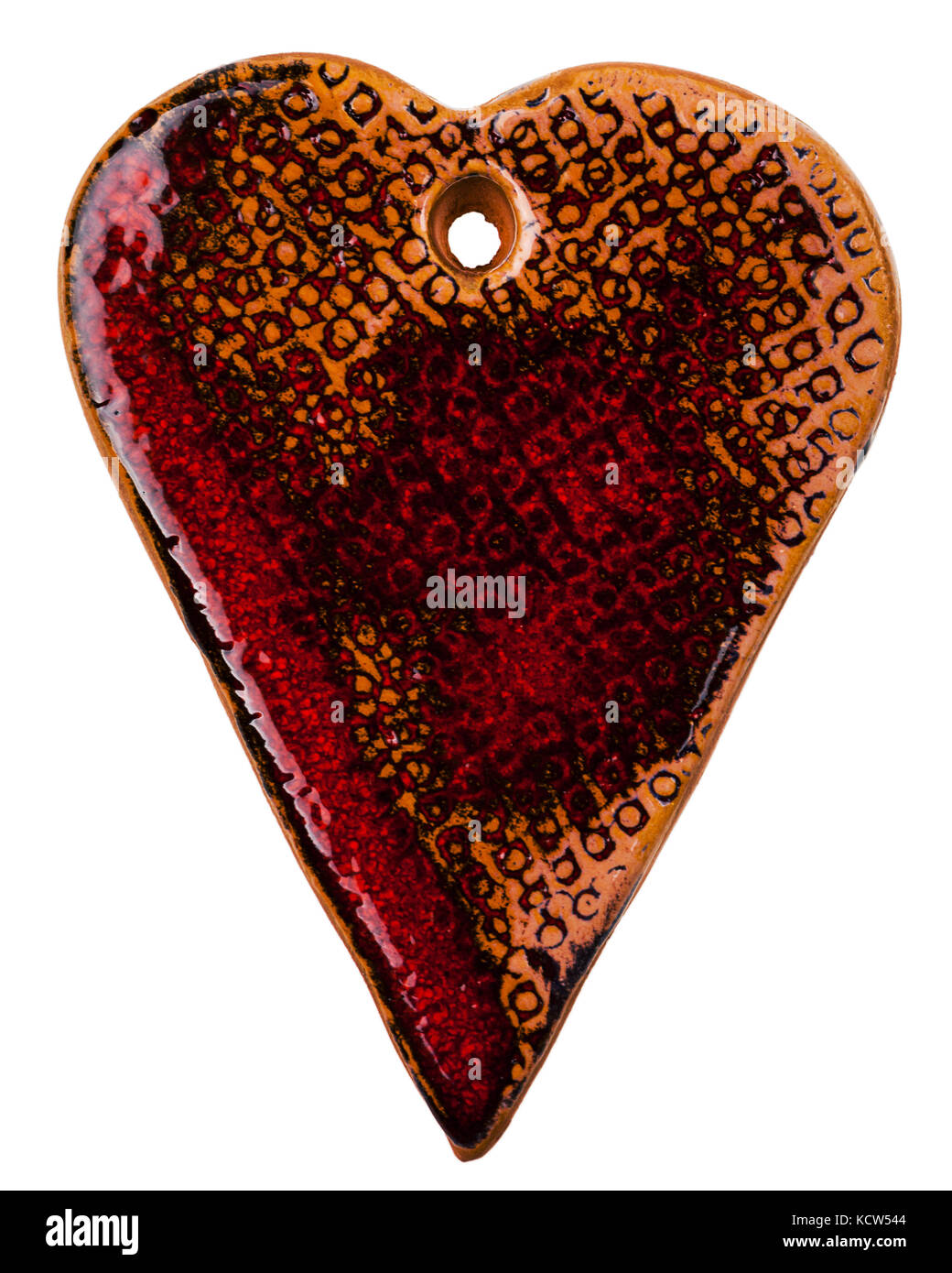 Red handmade ceramic heart isolated on white Stock Photo - Alamy