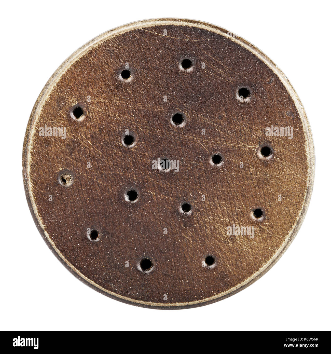 Old scratched metal plate with holes isolated on white Stock Photo - Alamy
