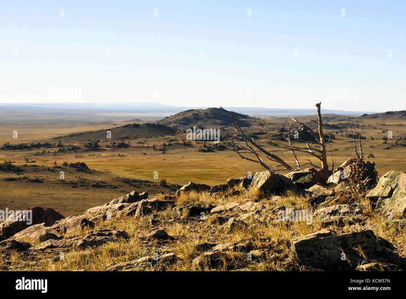Arid prairie with rocky hills. American mountainous landscape Stock ...