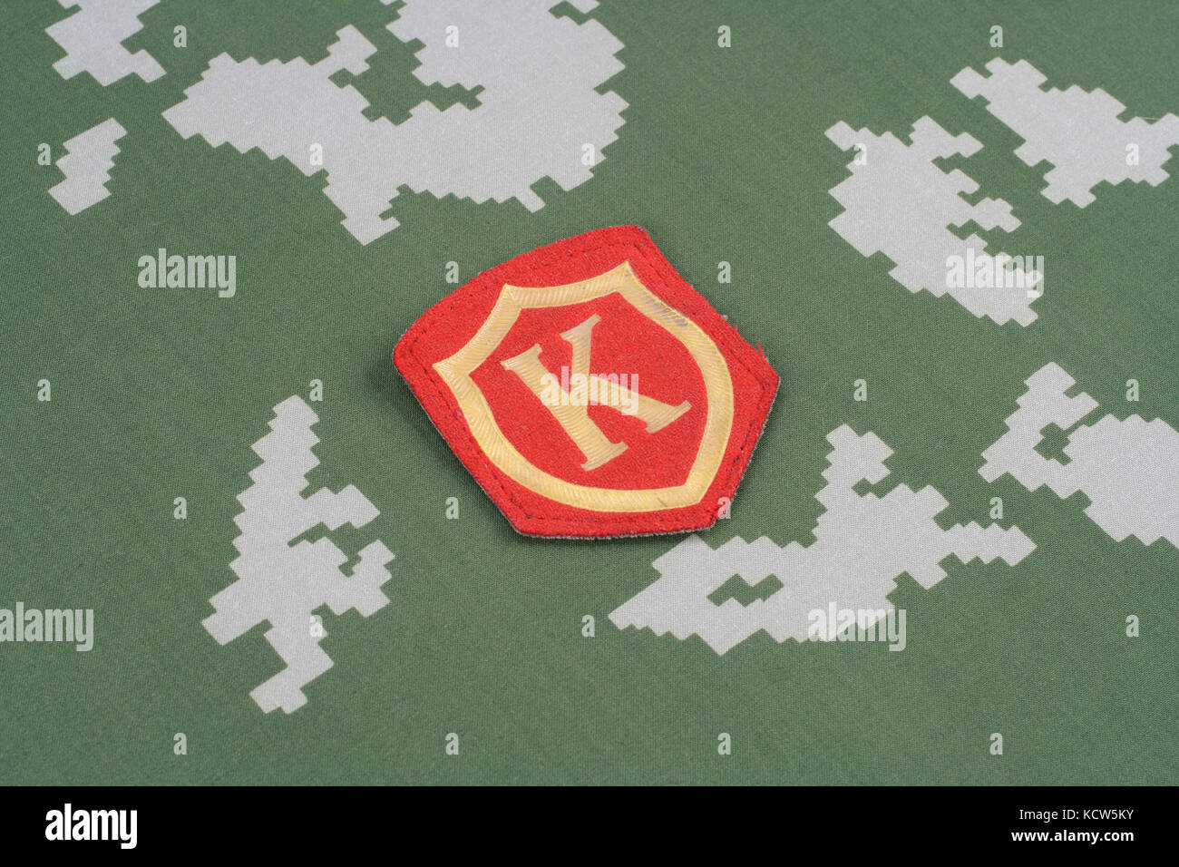 Soviet Army Commandant shoulder patch on camouflage uniform Stock Photo ...
