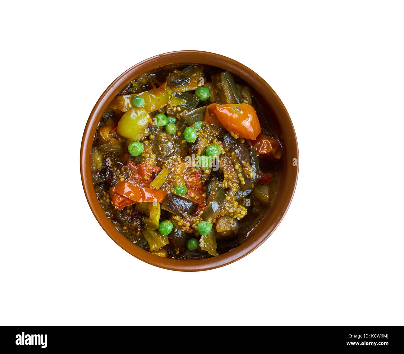 Bulgarian guvec , Dish of stewed vegetables and greens, close up Stock ...