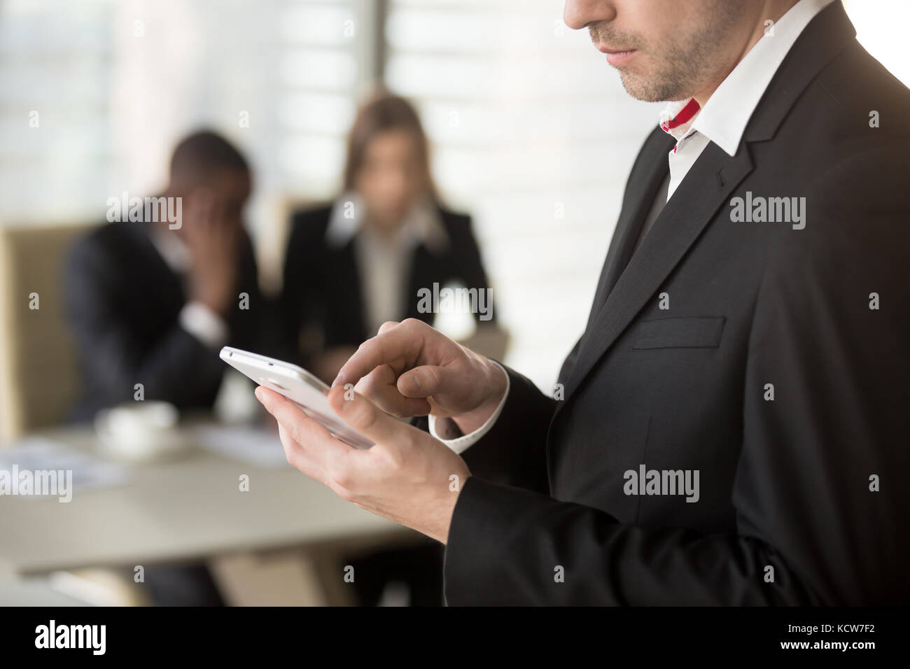 Man tapping his finger hi-res stock photography and images - Alamy
