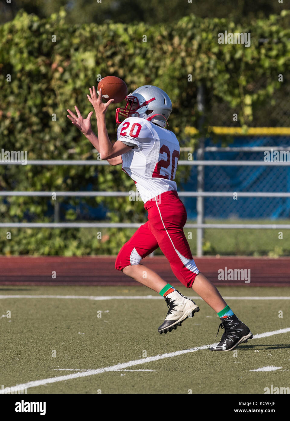 Football action with Trinity vs. University Prep High School in Redding ...