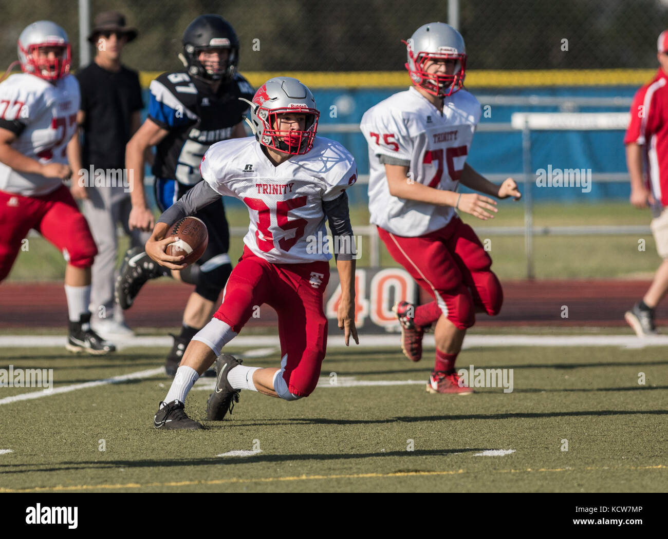 Football action with Trinity vs. University Prep High School in Redding ...