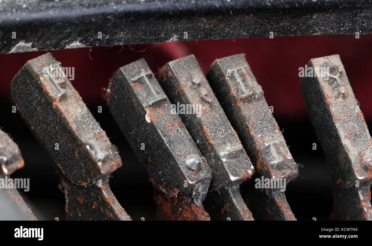picture of a closeup of old disrty and dusty typewriter buttons Stock ...