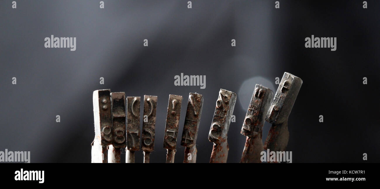 picture of a closeup of old disrty and dusty typewriter buttons Stock ...